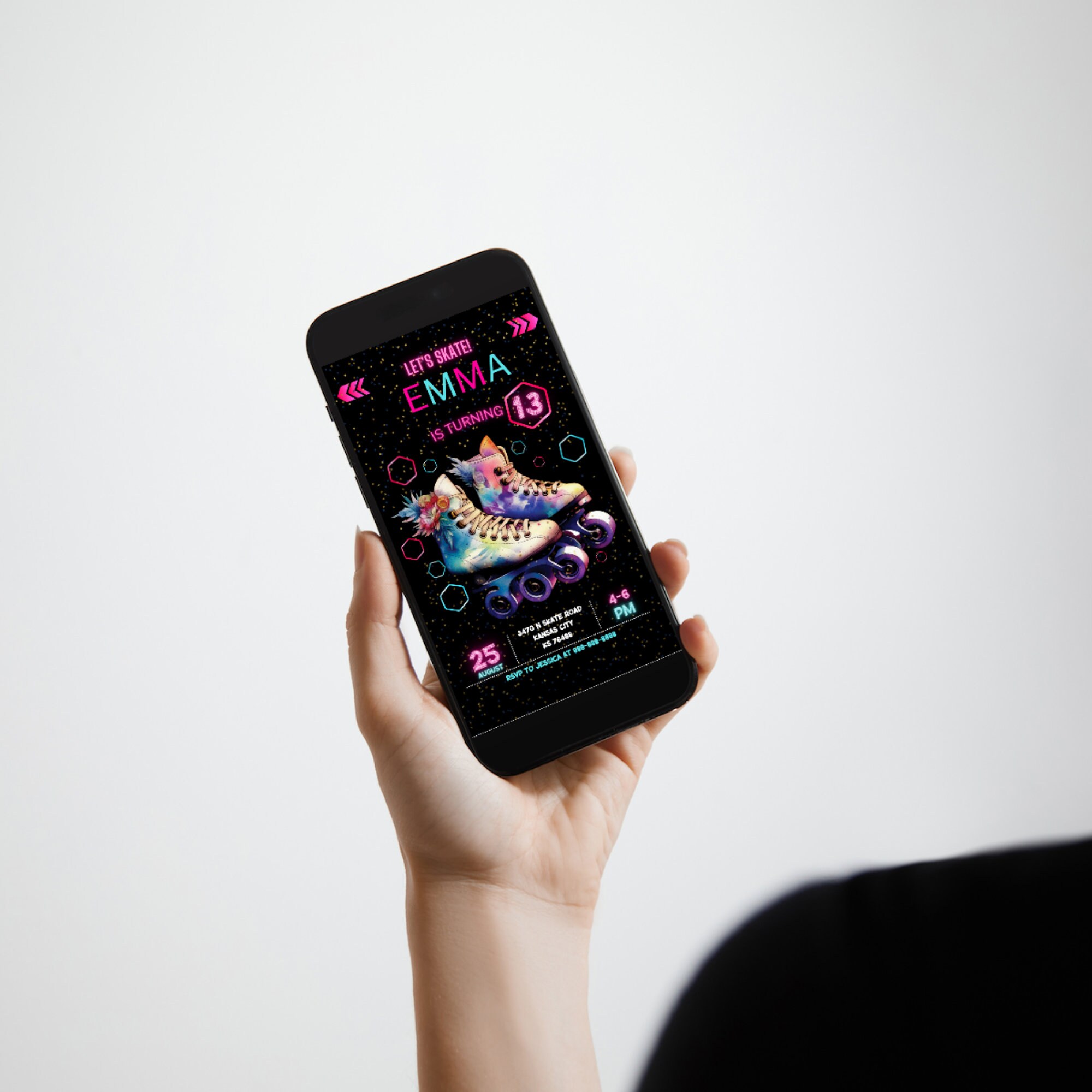 Custom Instant Download Roller Skate Party Invitation, Customizable 5x7 ...