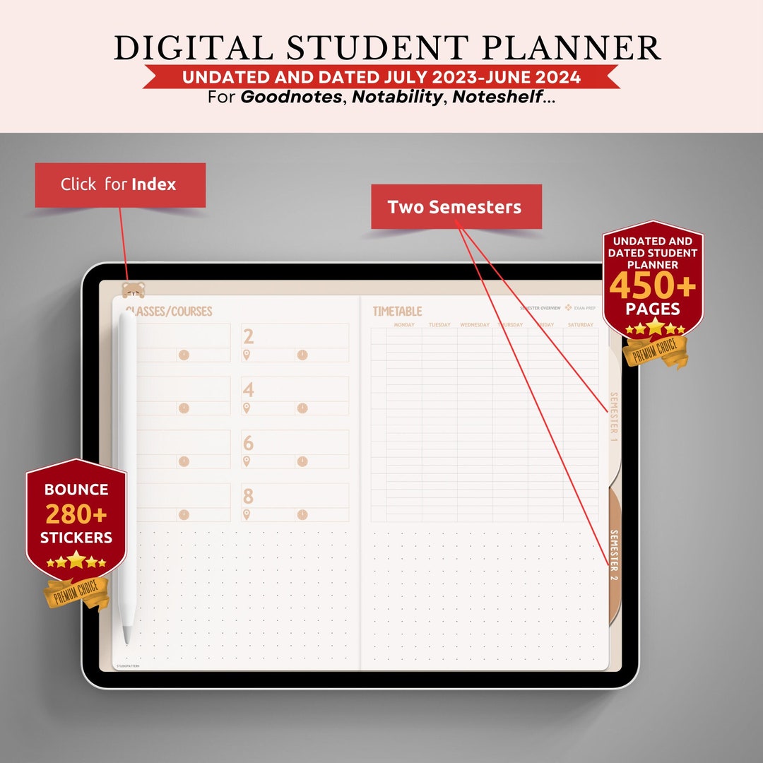 Planificador estudiantil/cuaderno digital sin fecha y con - Etsy México
