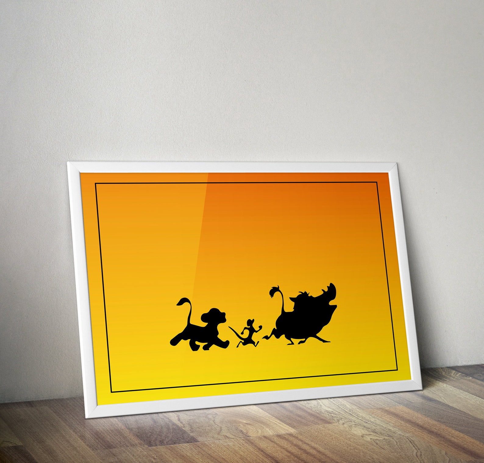 Drawing of the Silhouette of Timon, Pumba and Simba, Characters From ...