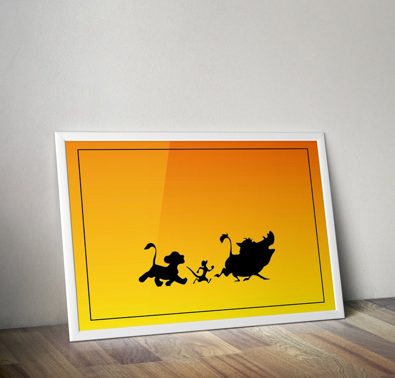 Drawing of the Silhouette of Timon, Pumba and Simba, Characters From ...