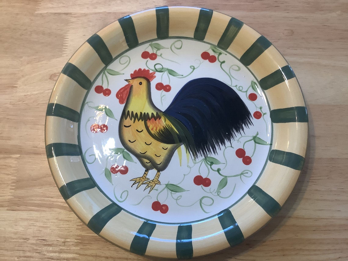 Rooster pattern large dinner plates | Etsy