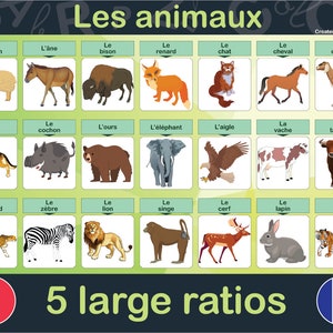 Les Animaux | French Animals Large Printable Posters for Nursery and ...