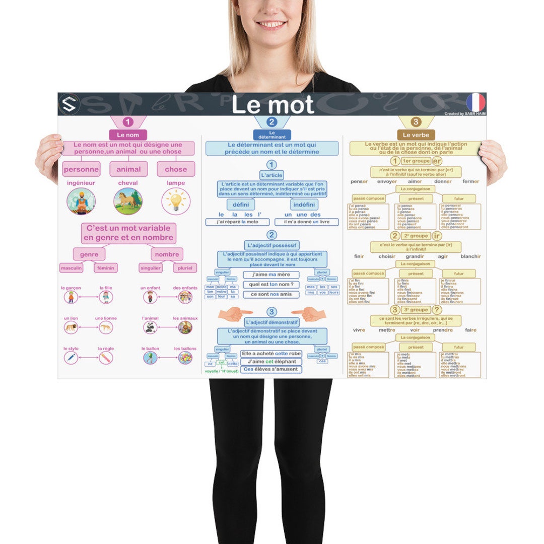 Le Mot French Parts of Speech Large Poster La Nature Du Mot En Français ...
