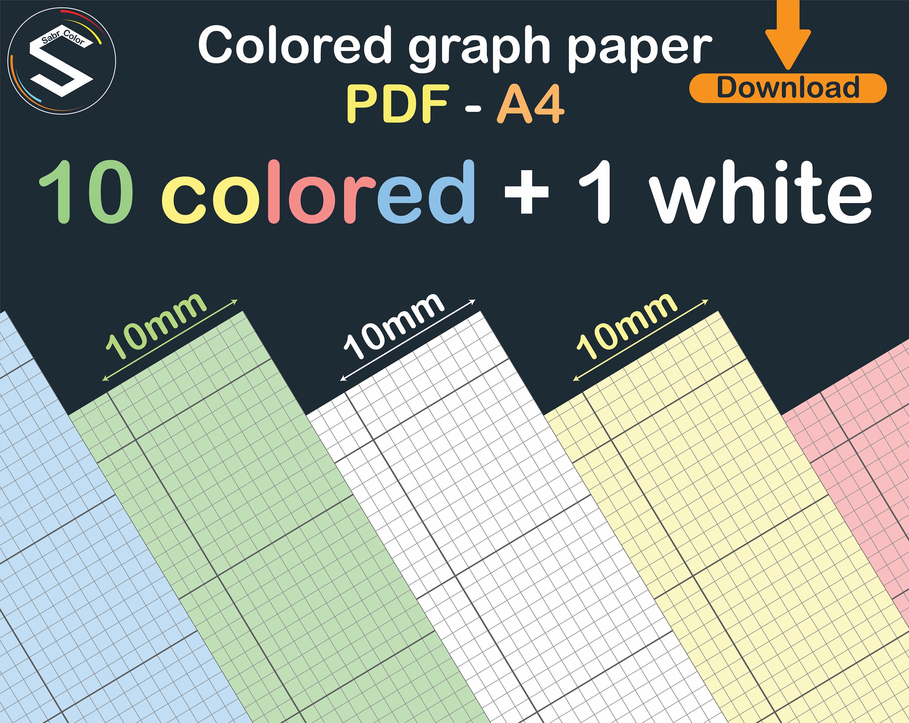 Coloured Graph Paper / A4 Journal Graph Paper / 1mm Grid / Soft Lines ...