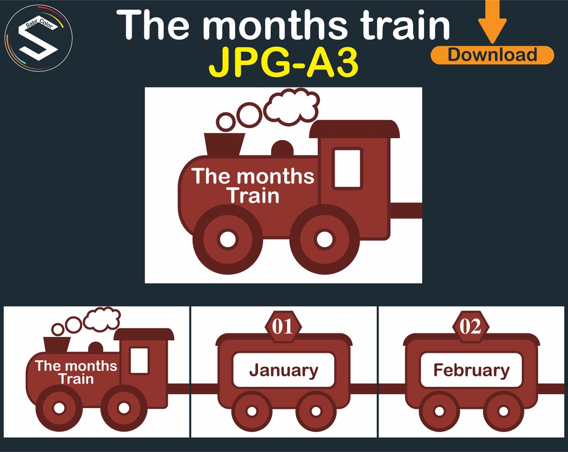 ENGLISH Brown Months Train / the Months of the Year / School Months ...