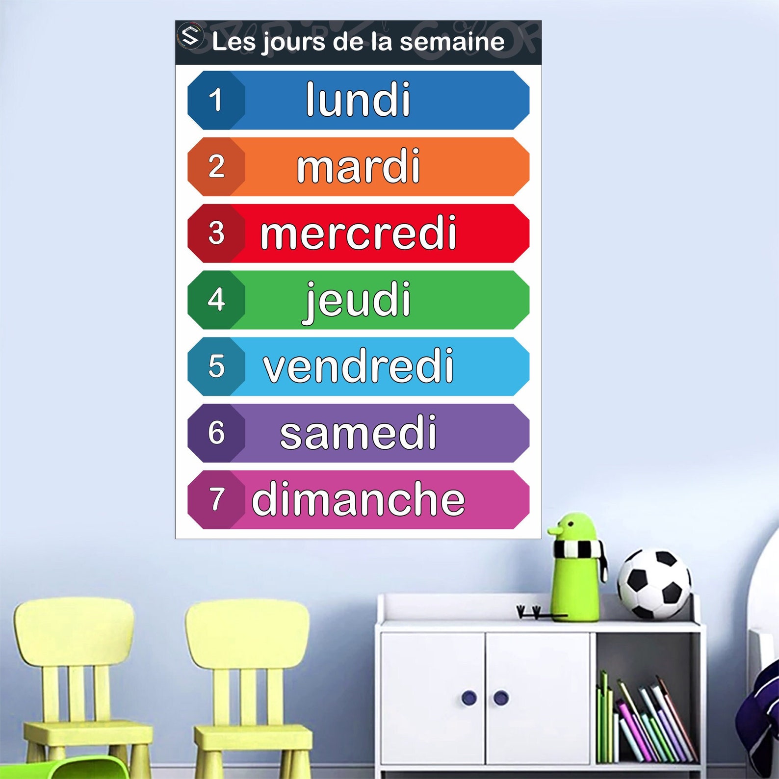 FRENCH Days of the Week Vocabulary Large Poster for Playrooms - Etsy