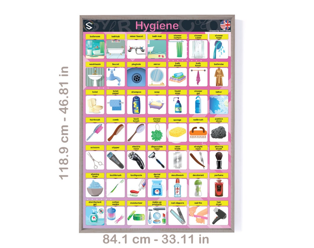 ENGLISH Hygiene Vocabulary Large Wall Poster for Language Classrooms ...
