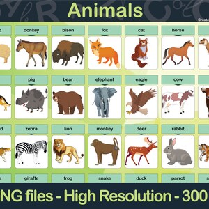 ENGLISH Animals Vocabulary Printable LARGE Wall Poster for Preschools ...