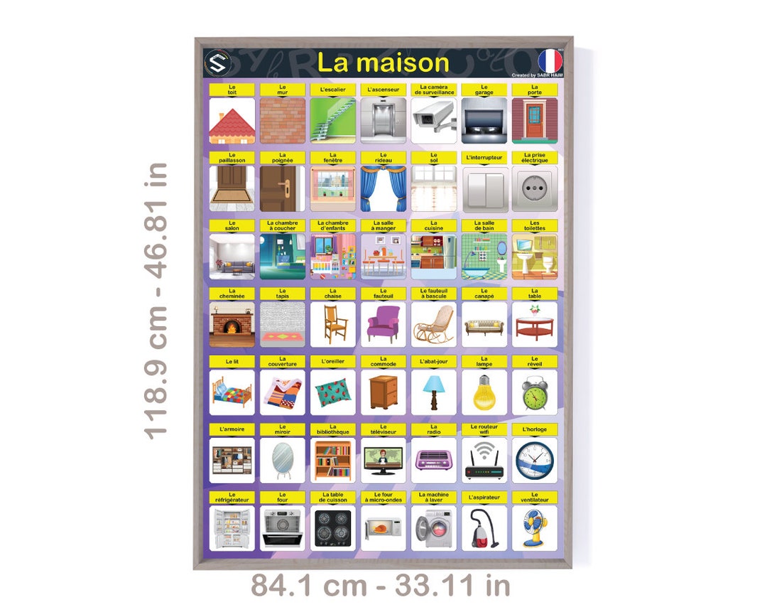 FRENCH House Vocabulary Large Poster | Le Vocabulaire De La Maison ...