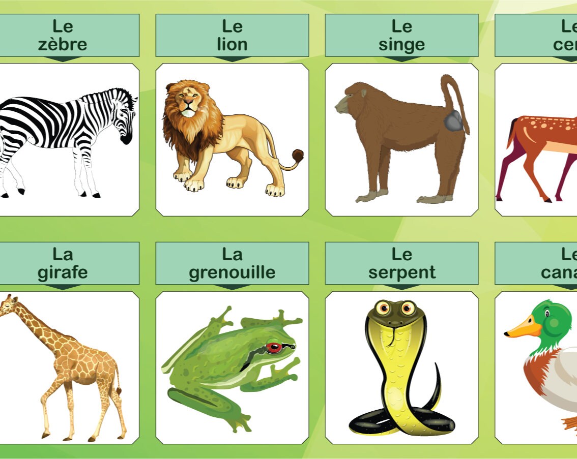 Les Animaux | French Animals Large Printable Posters for Nursery and ...