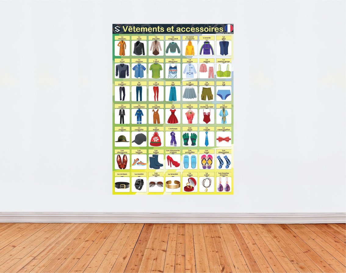 French Clothes Vocabulary Poster: Kindergarten & Preschool (digital ...