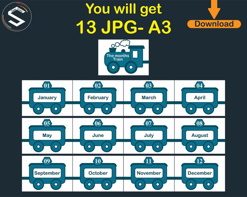 ENGLISH Months Train / the Months of the Year / Nursery Months Poster ...