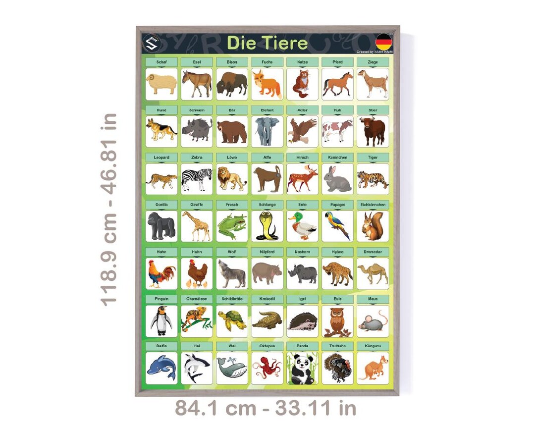 Learn German Animals Vocabulary With This Giant Printable Poster for ...