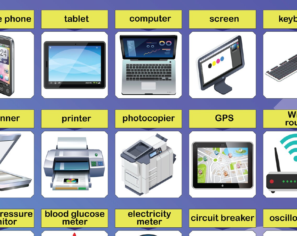 English Devices Vocabulary Poster: Classroom & Game Room Decor - Etsy