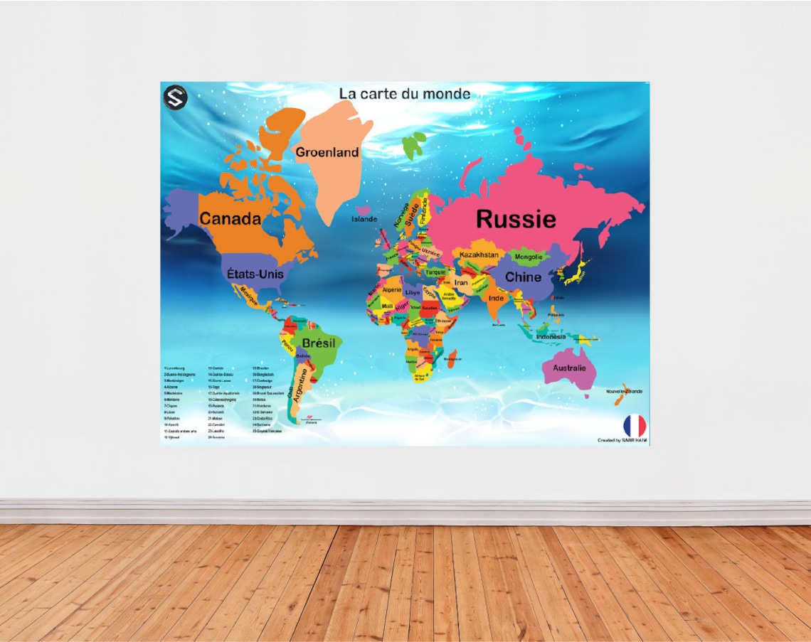 La Carte Du Monde | FRENCH World Map Large Poster for Geography ...
