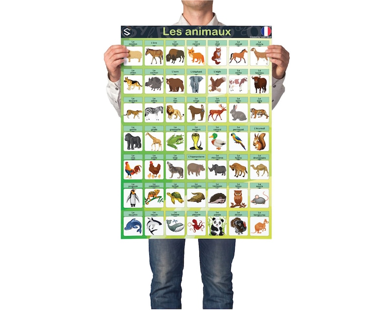 Les Animaux | French Animals Large Printable Posters for Nursery and ...