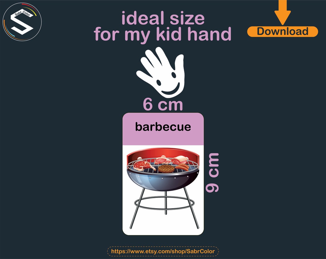 ENGLISH Kitchen Flashcards / Printable Kitchen Vocabulary / | Etsy