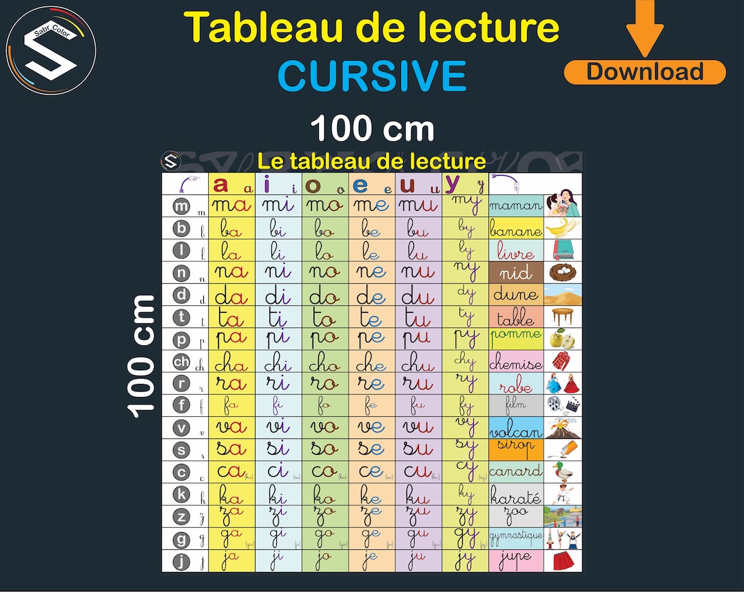 FRENCH Letters Board- Cursive / Le Tableau De Lecture / Printable ...