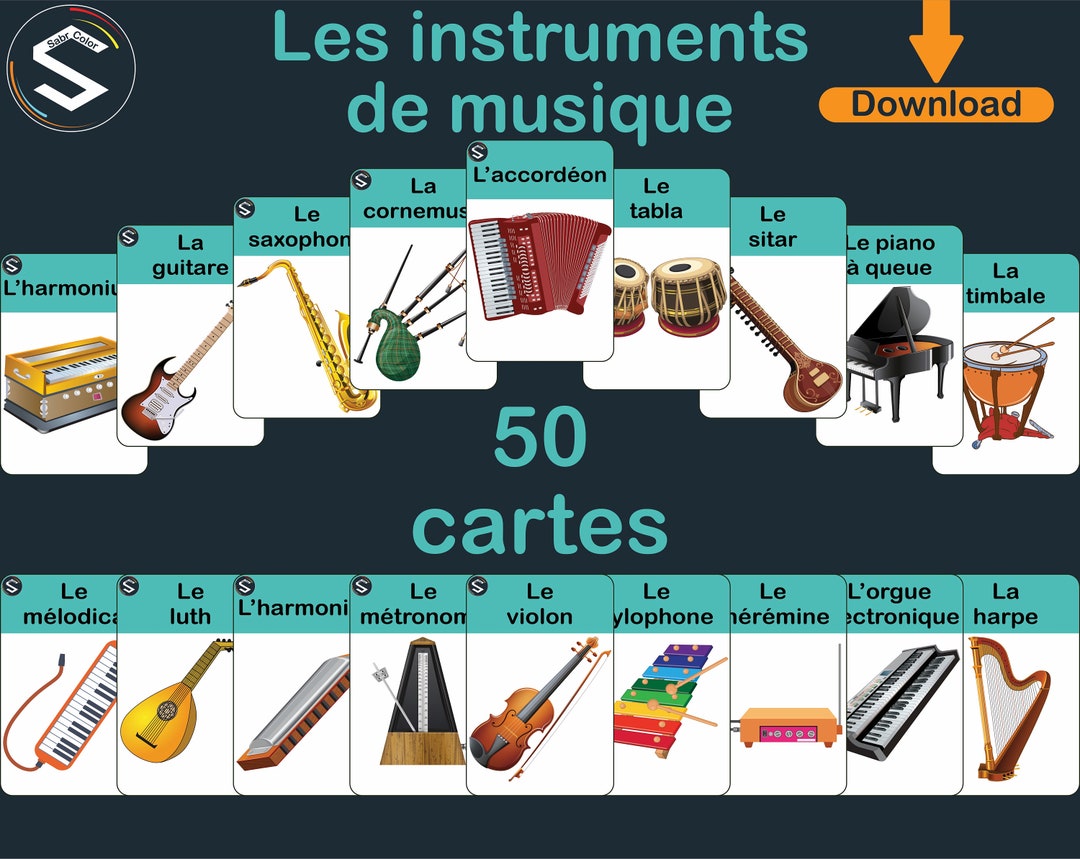 FRENCH Music Instruments Vocabulary Flash Cards Les - Etsy