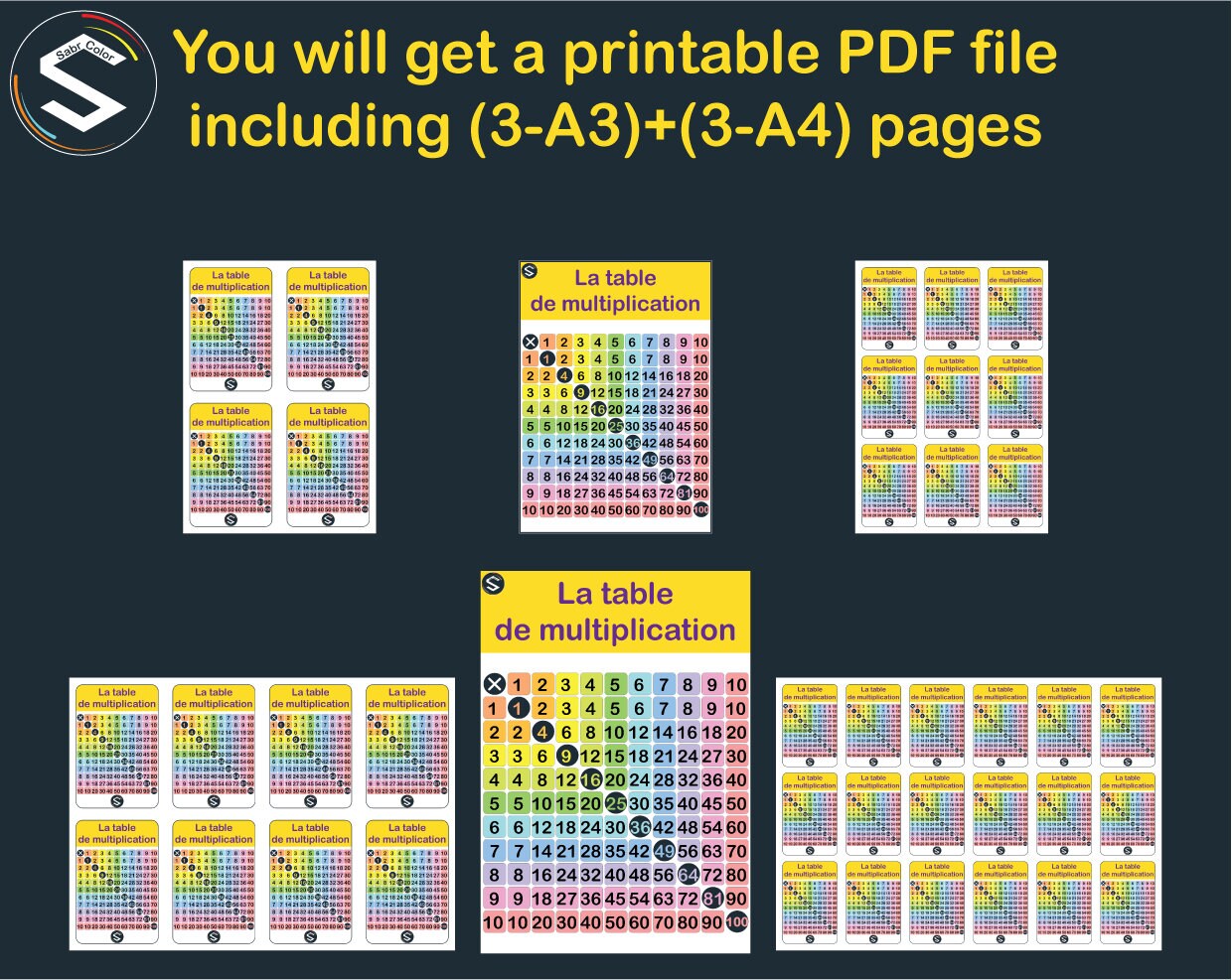 Table De Multiplication / Multiplication Cards / Math School Flashcards ...