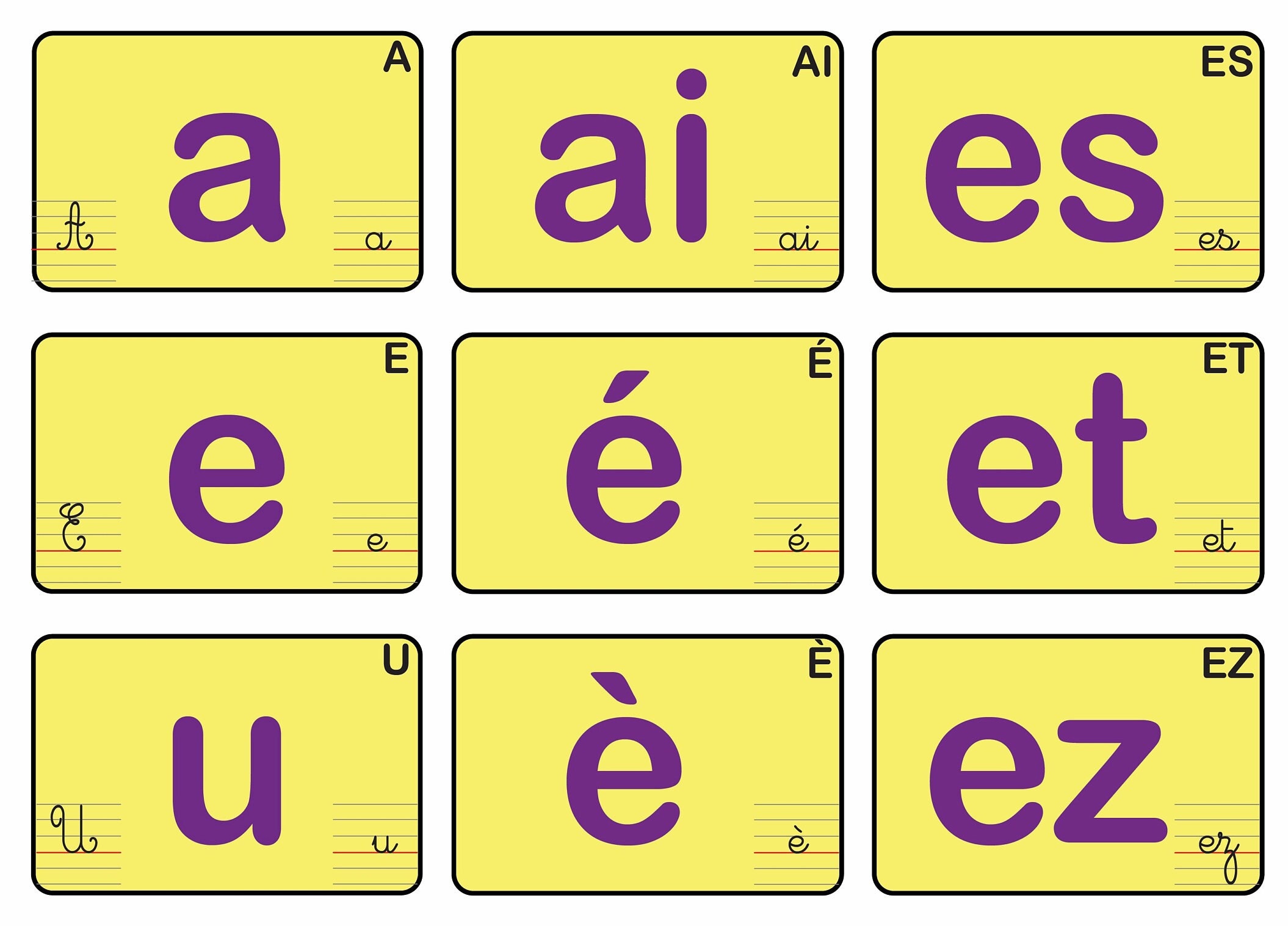 French Letters, Syllables Reading Printable Flashcards for Nursery and ...