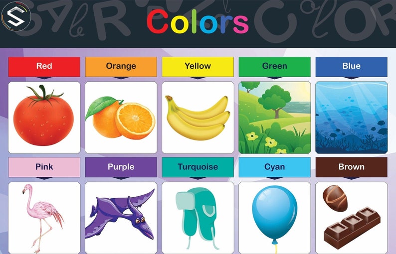 English Colours Poster/ Coloured Poster / Printable Nursery - Etsy