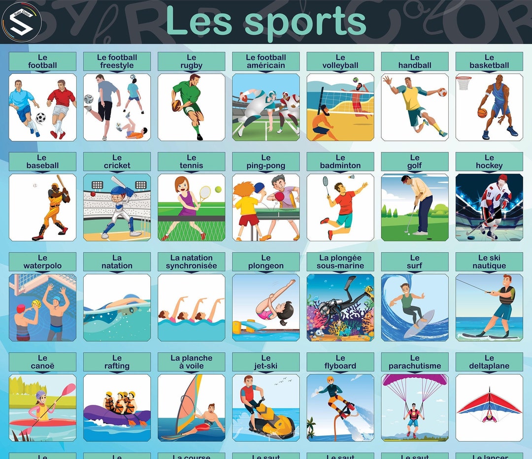 FRENCH Sports Poster / Les Sports / Printable Nursery Art / - Etsy