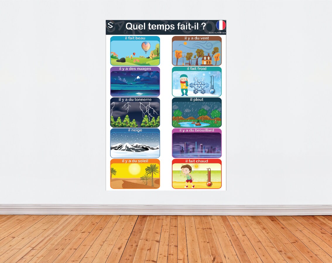 French WEATHER Vocabulary Large Poster for Classrooms Decor and ...