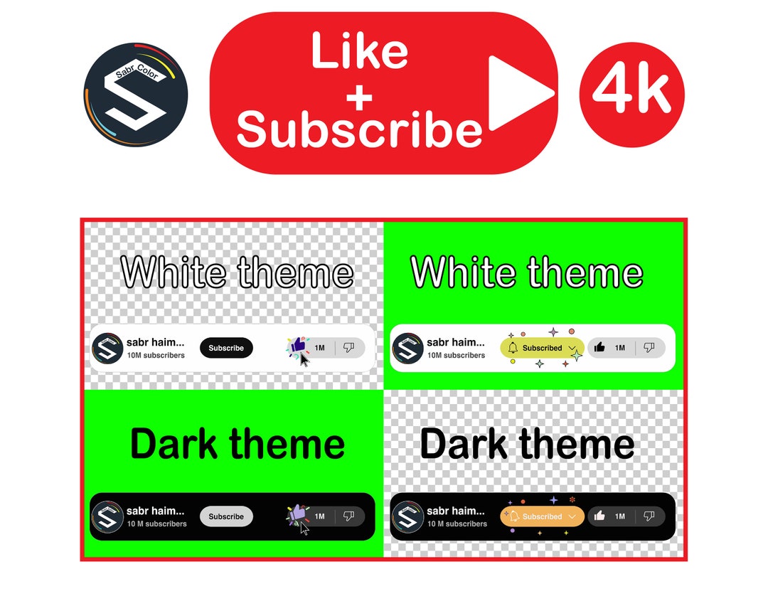 The NEWEST Colorful Youtube [ Like and Subcribe ] Animation Button With ...