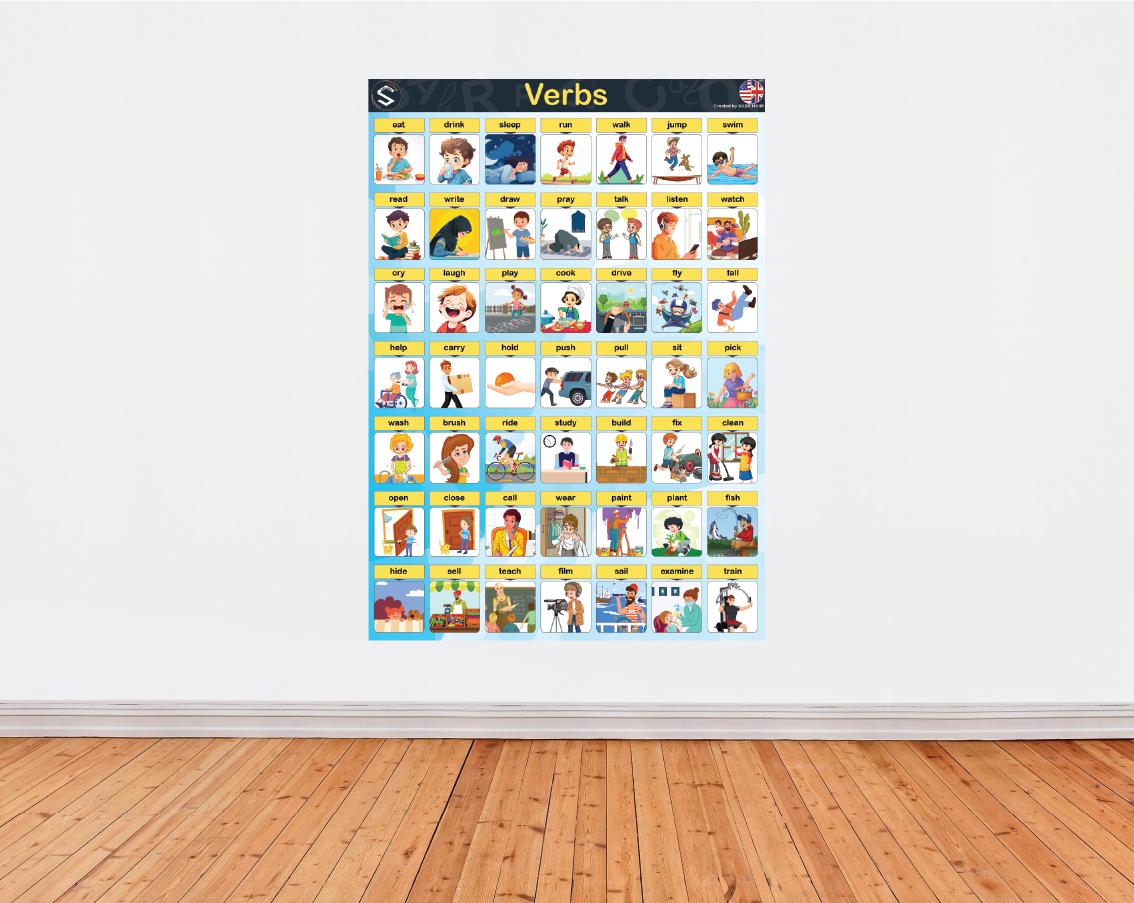 ENGLISH Illustrated Verbs, Large Poster | for Primary Schools and ...