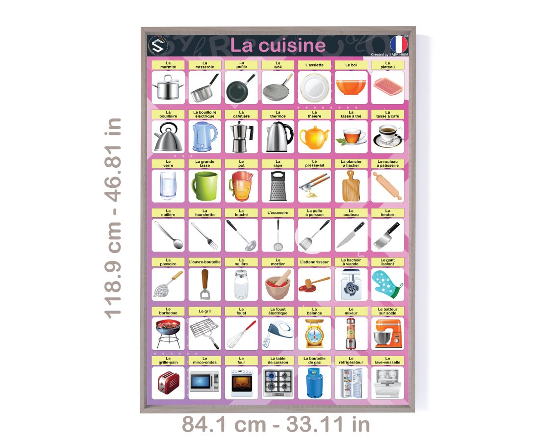 La cucina / francese utensili da cucina vocabolario poster da - Etsy Italia