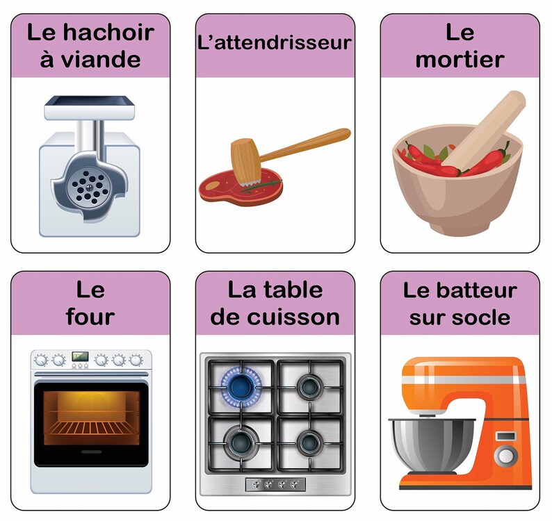 French Kitchen Flash Cards / La Cuisine / Printable Kitchen | Etsy