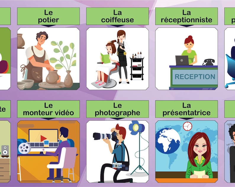 Les Métiers | FRENCH Jobs and Professions Printable Poster for ...