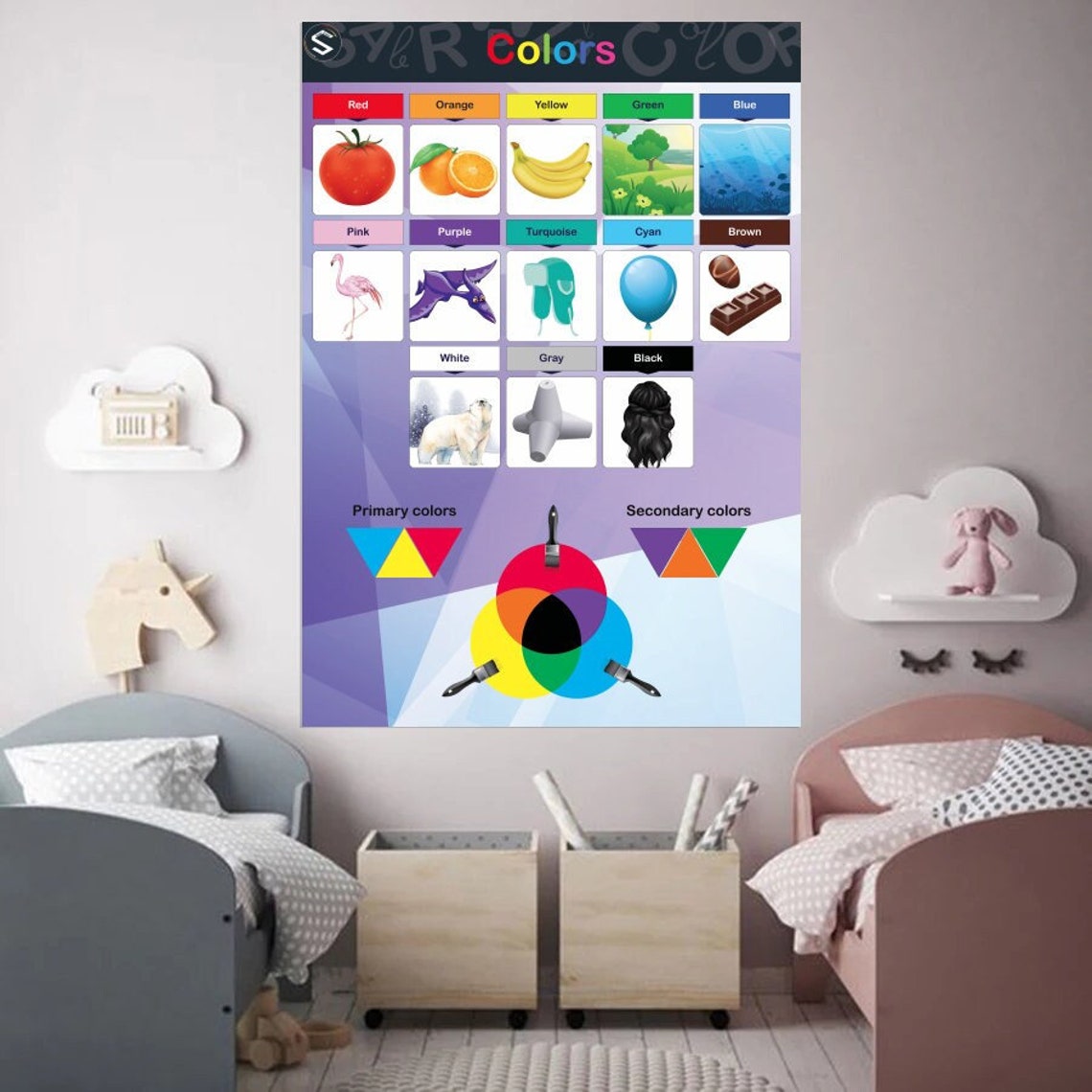 English Colours Poster/ Coloured Poster / Printable Nursery - Etsy