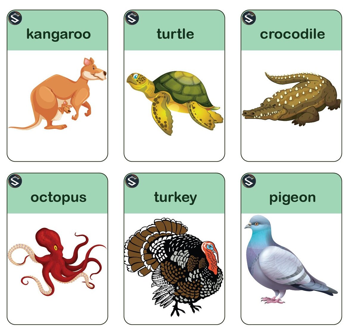 English Animals Vocabulary Printable Flashcards for Nursery and ...