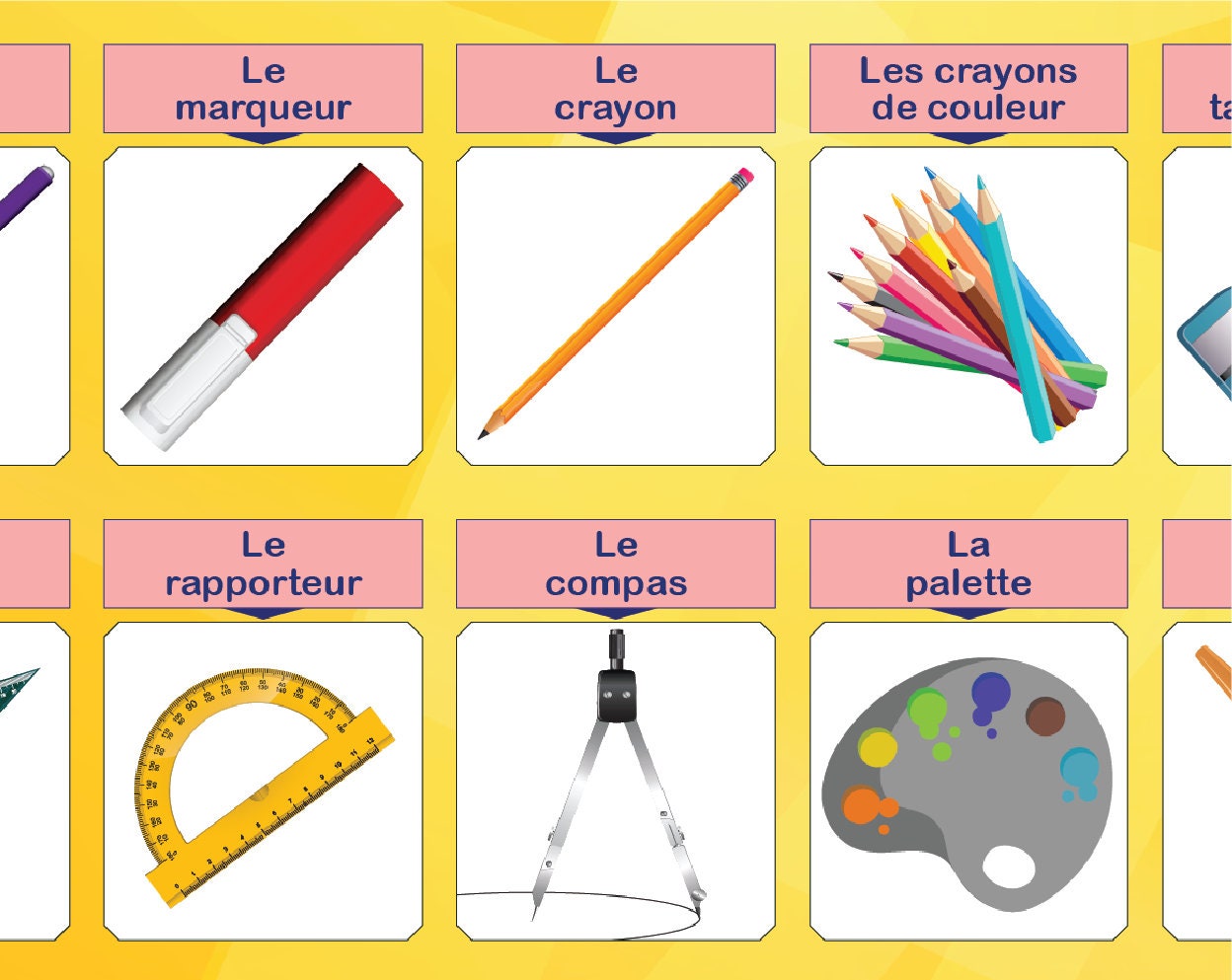 French School Supplies Vocabulary Printable Poster for Kids - Etsy