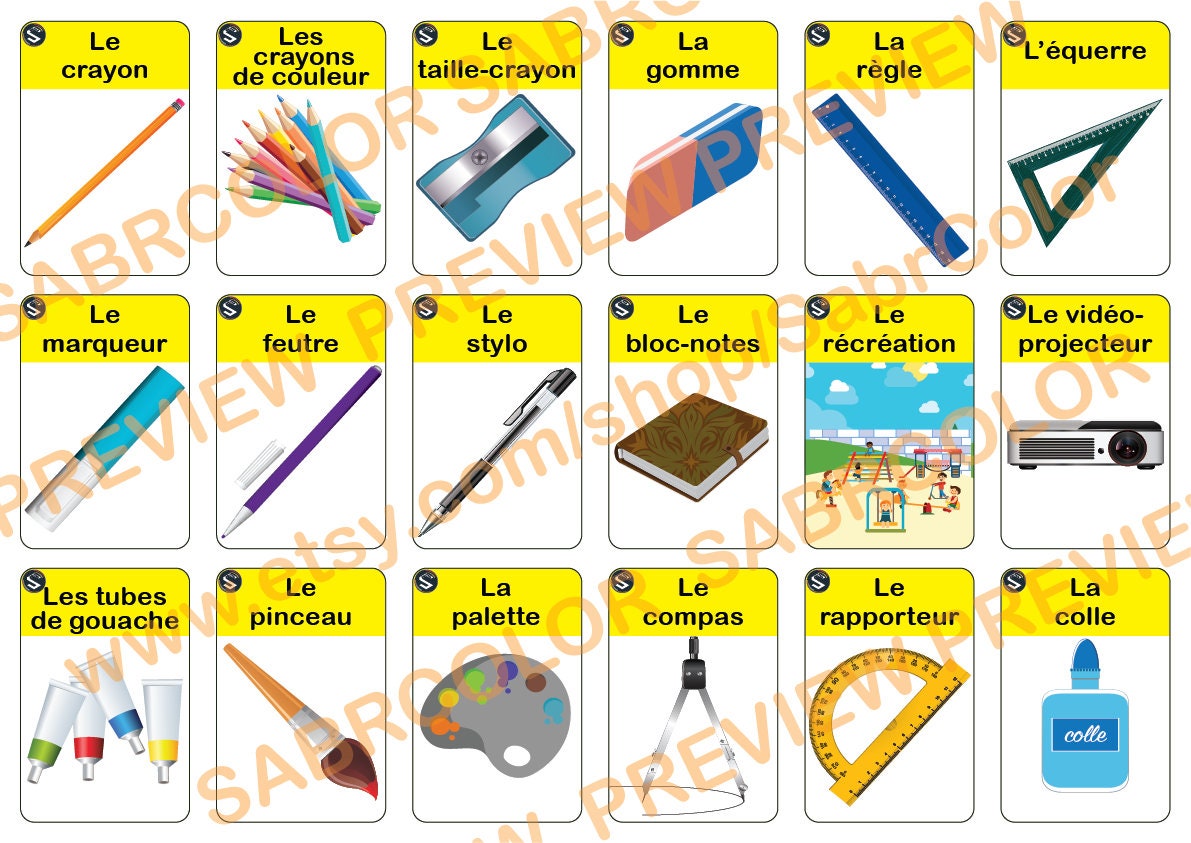 L'école French SCHOOL Supplies Vocabulary Printable - Etsy Canada