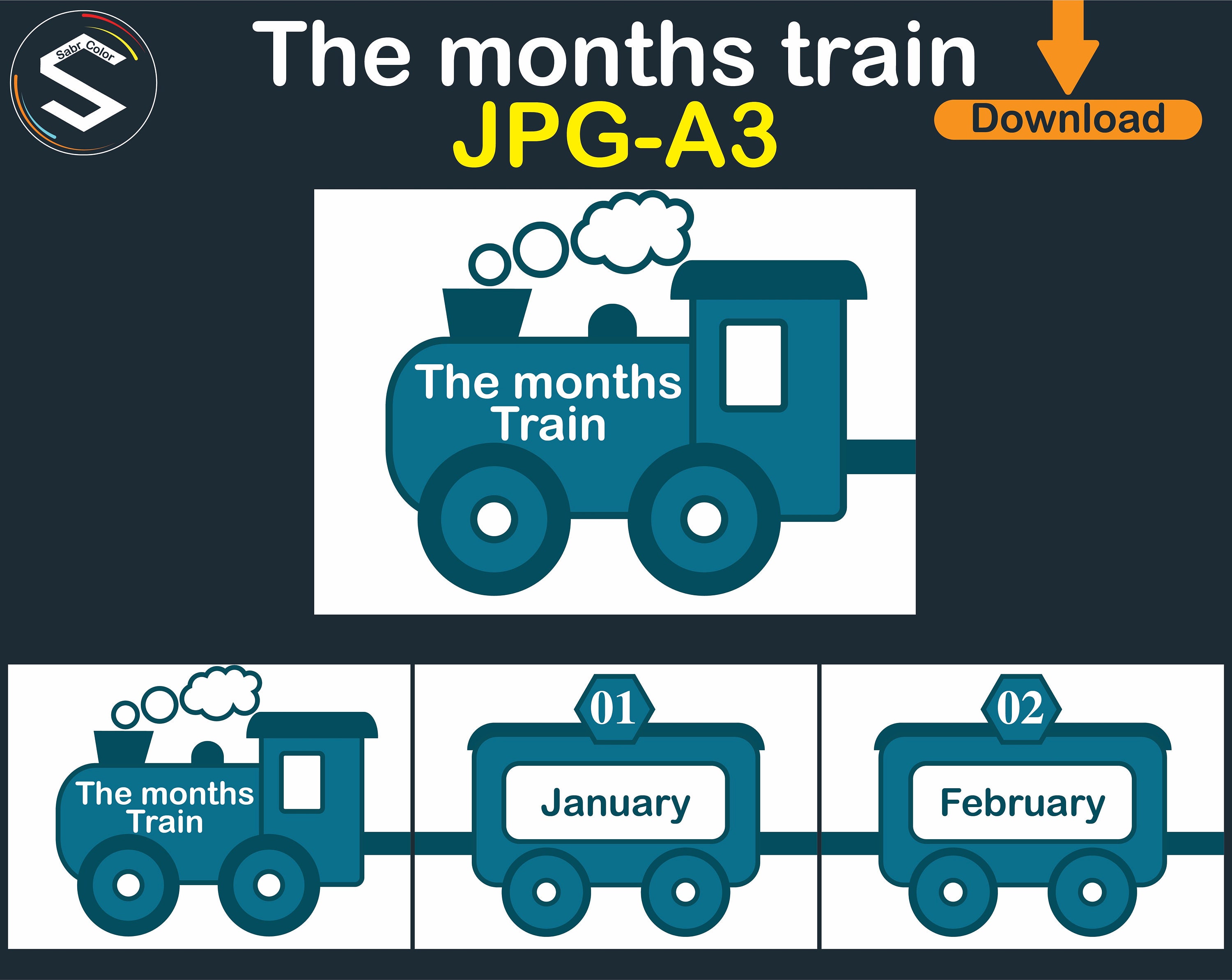 ENGLISH Months Train / the Months of the Year / Nursery Months Poster ...