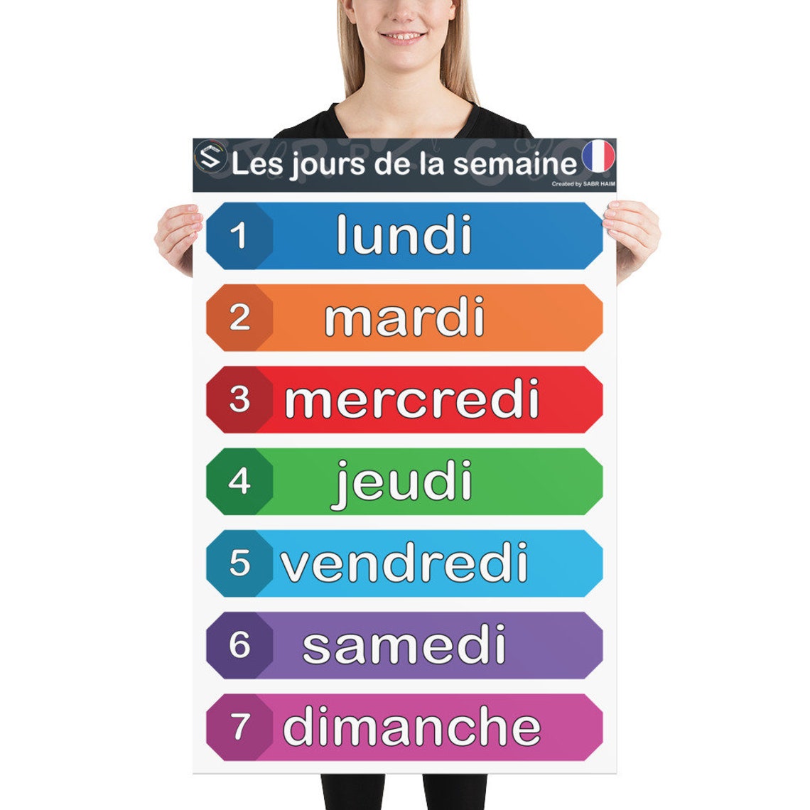 FRENCH Days of the Week Vocabulary Poster for Classrooms Decoration ...
