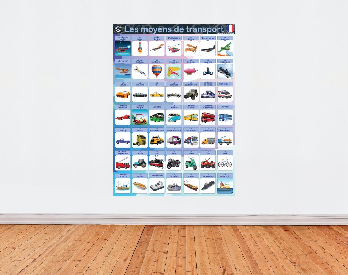 French Means of Transport Vocabulary Five Large Posters for Playrooms ...