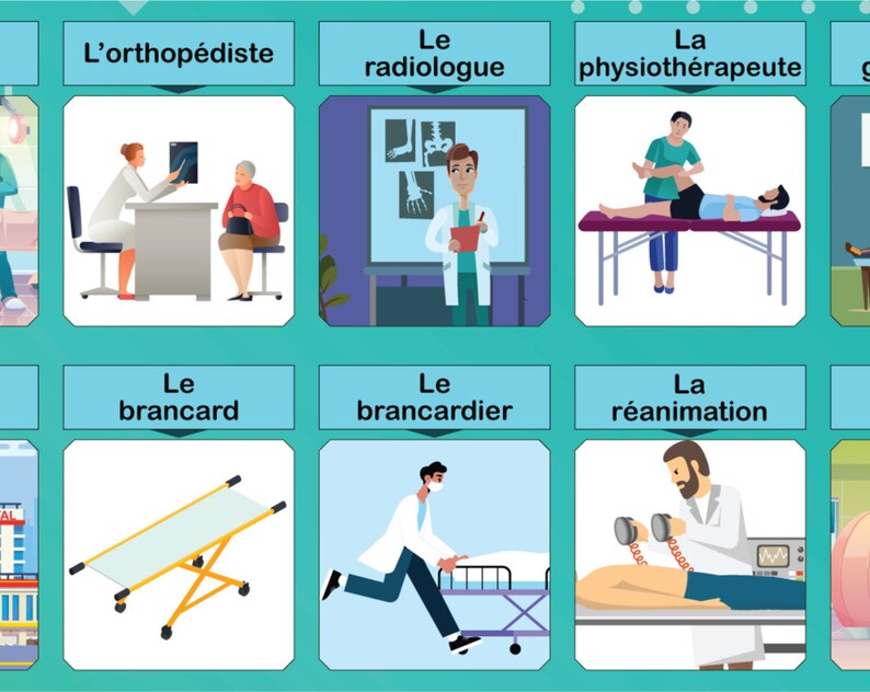 French Health Vocabulary Large Printable Poster for French Classes ...