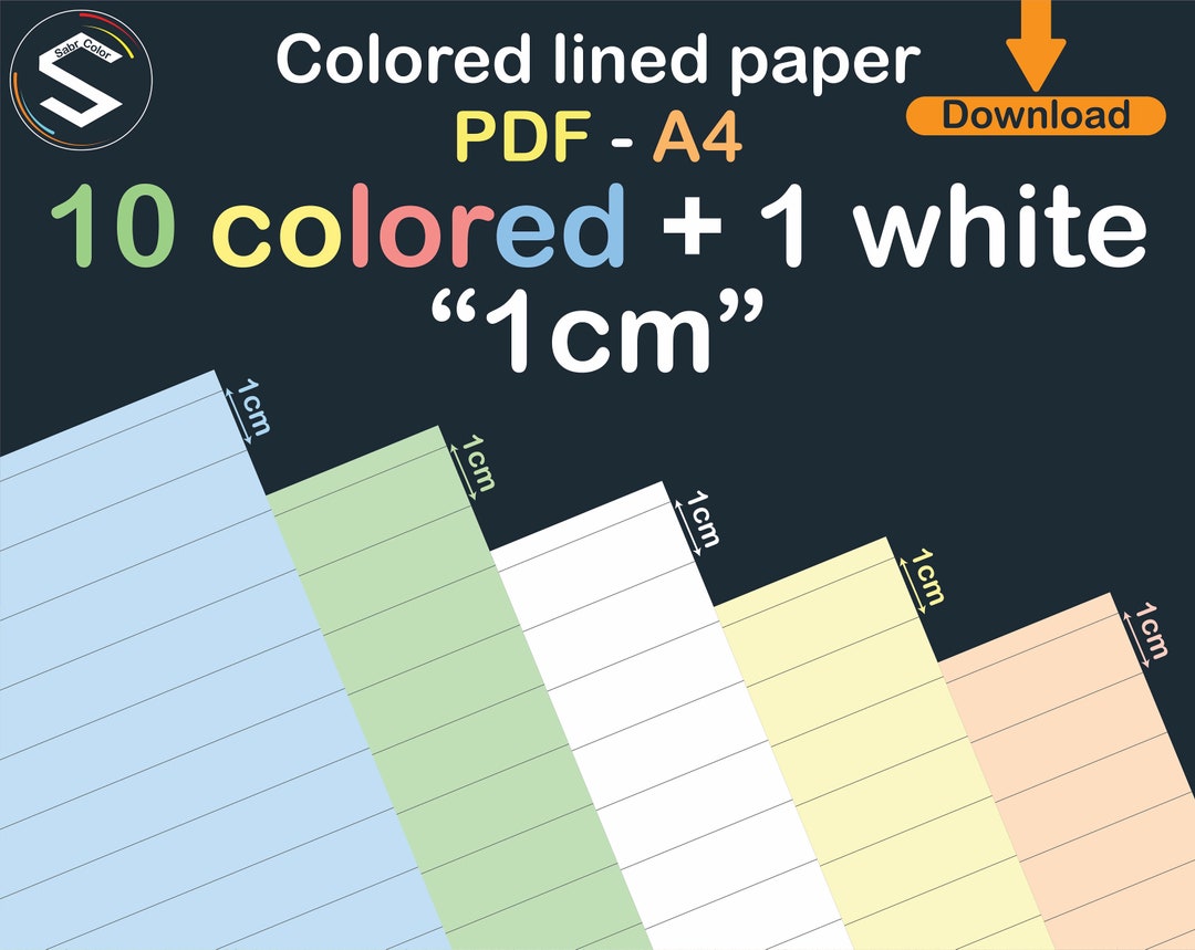 Coloured Lined Writing Paper / A4 Lined Journal / 1cm / Soft Lines ...