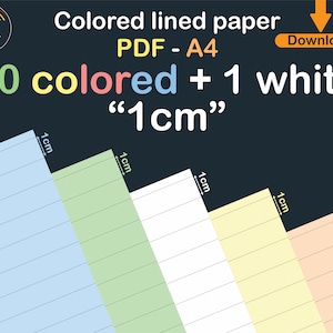 Coloured Lined Writing Paper / A4 Lined Journal / 1cm / Soft Lines ...