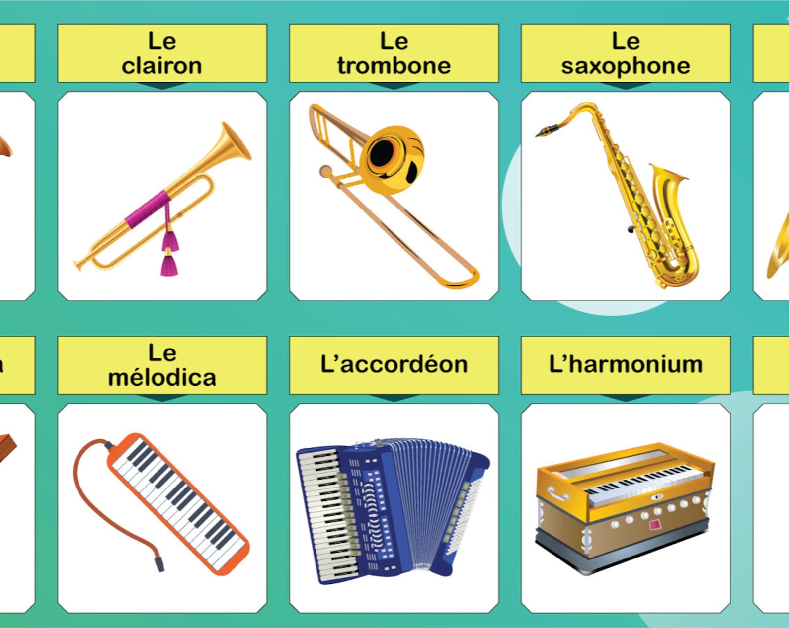 FRENCH Musical Instruments Vocabulary Large Printable Poster | Les ...