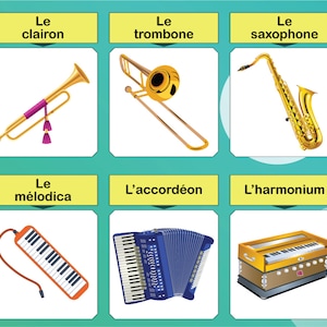FRENCH Musical Instruments Vocabulary Large Printable Poster | Les ...