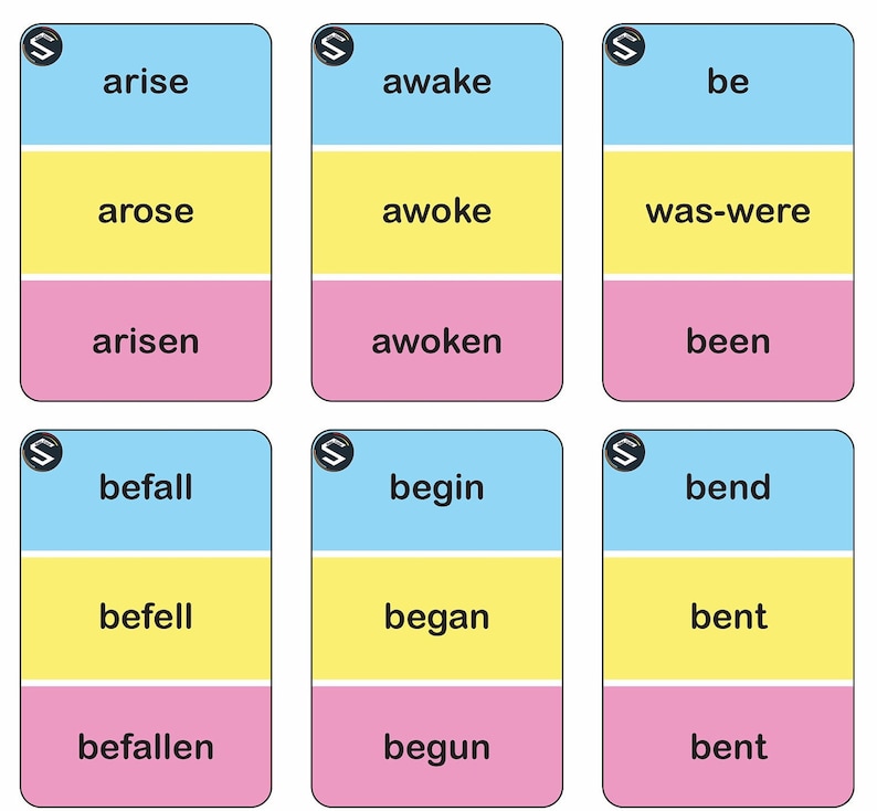 English Irregular Verbs Conjugation Printable Flashcards | Present ...