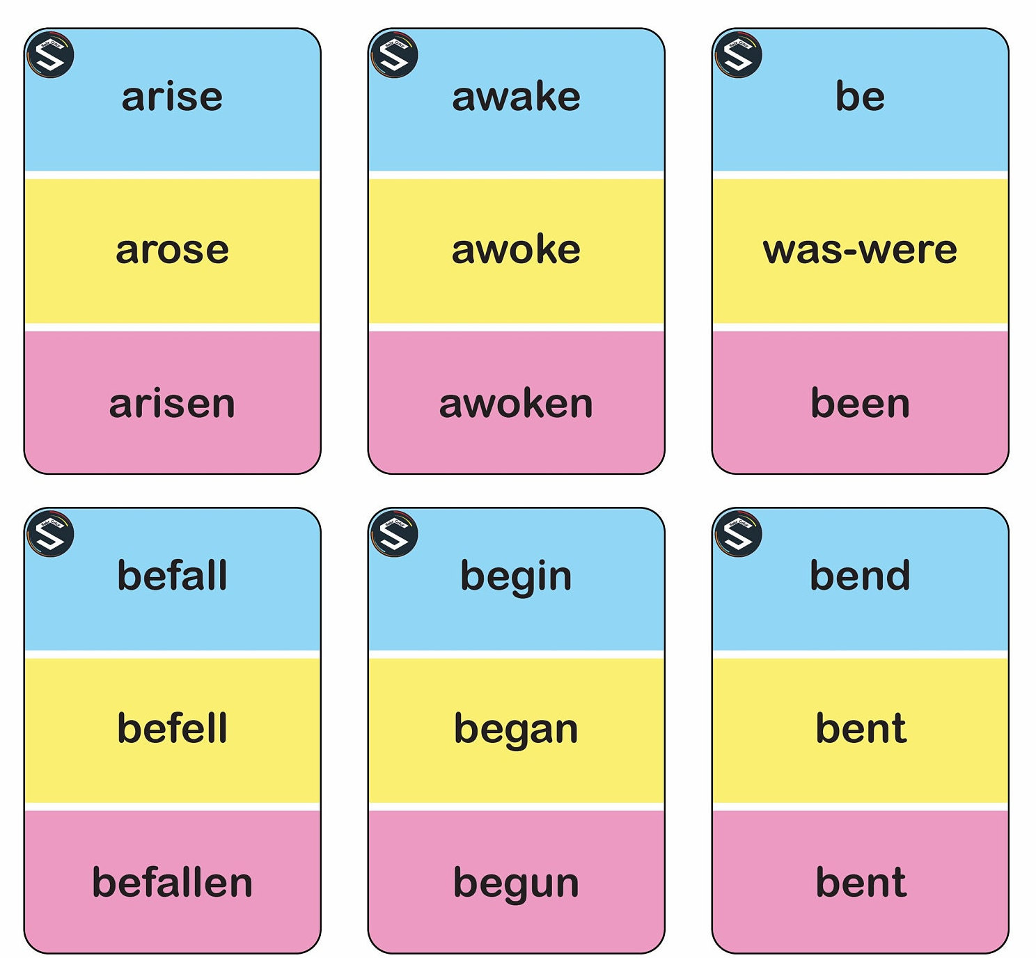 English Irregular Verbs Conjugation Printable Flashcards | Present ...