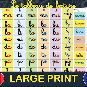 FRENCH Syllabic Reading Poster | Le Tableau De Lecture En Cursive ...
