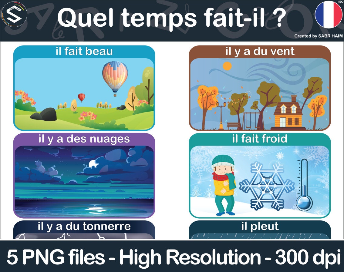 French WEATHER Vocabulary Large Poster for Classrooms Decor and ...