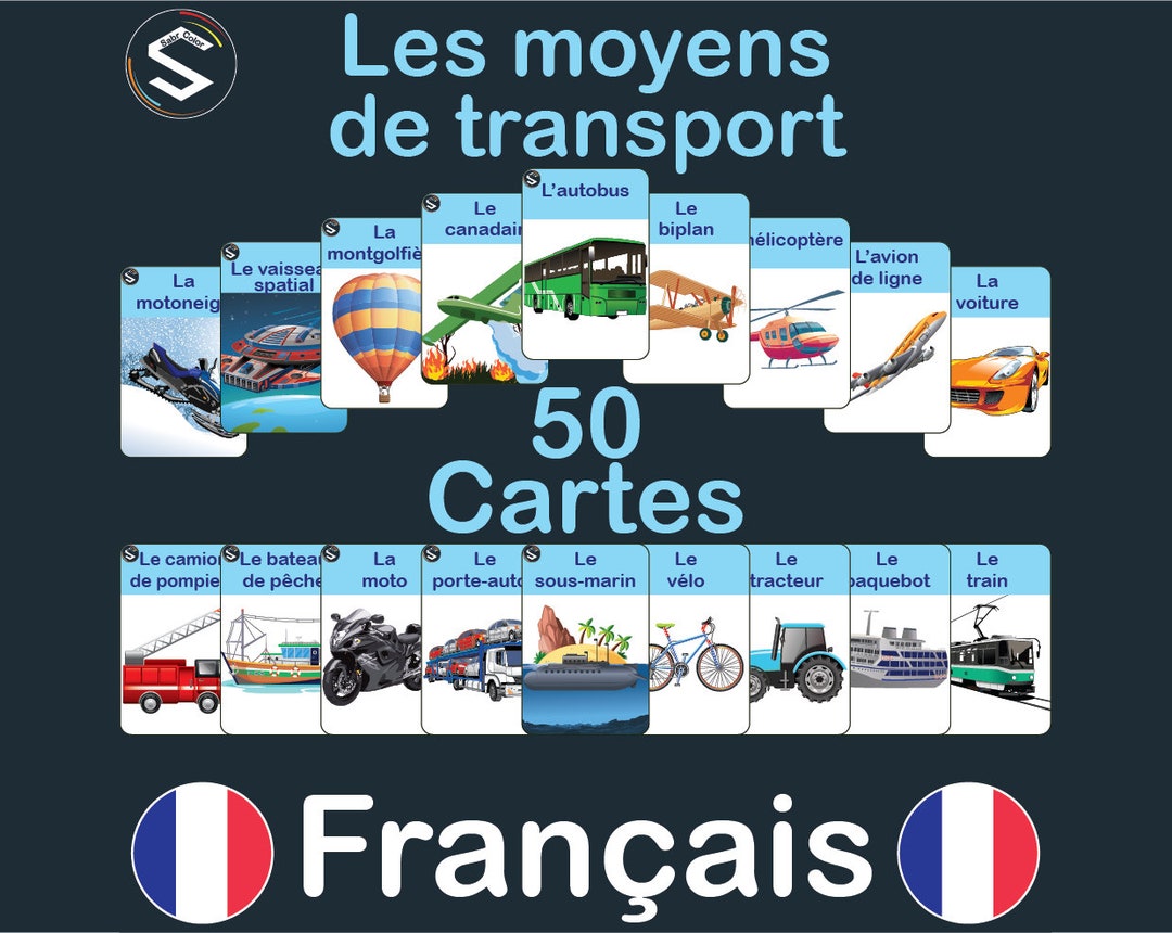FRENCH Transport and Vehicles Printable Flashcards Les Moyens De ...